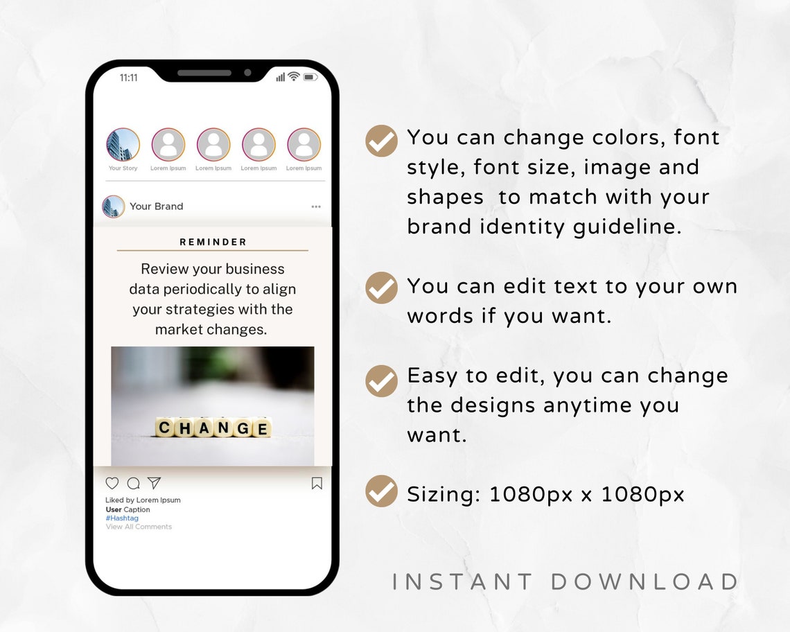 30 Business Development Instagram Post Canva Templates - Etsy