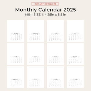 2025 Mini Calendar 2025 Small Calendar Monthly Vertical 2025 DIY ...