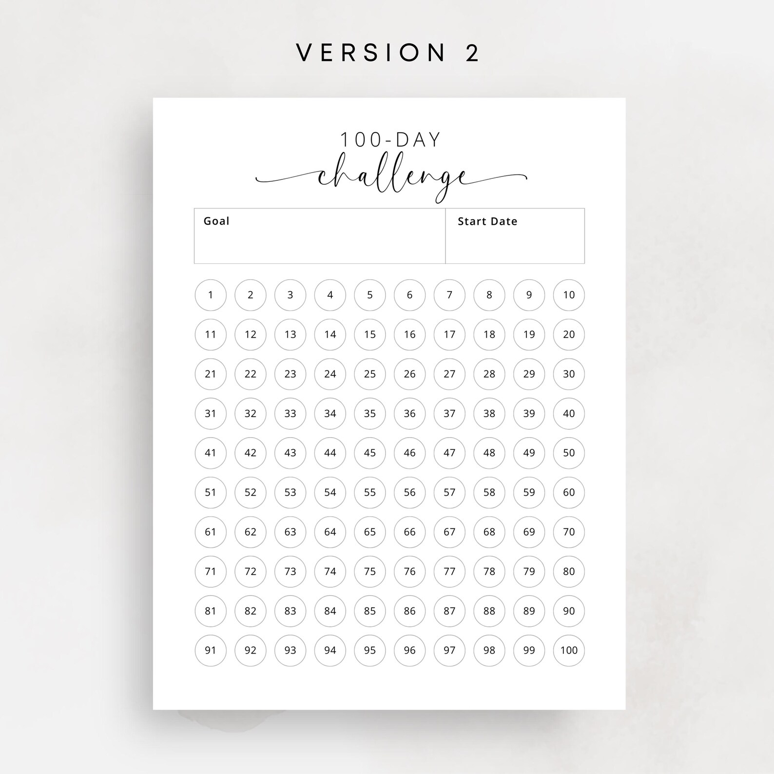 100-day Challenge Tracker Printable Goal Tracker Habit Tracker Weight ...