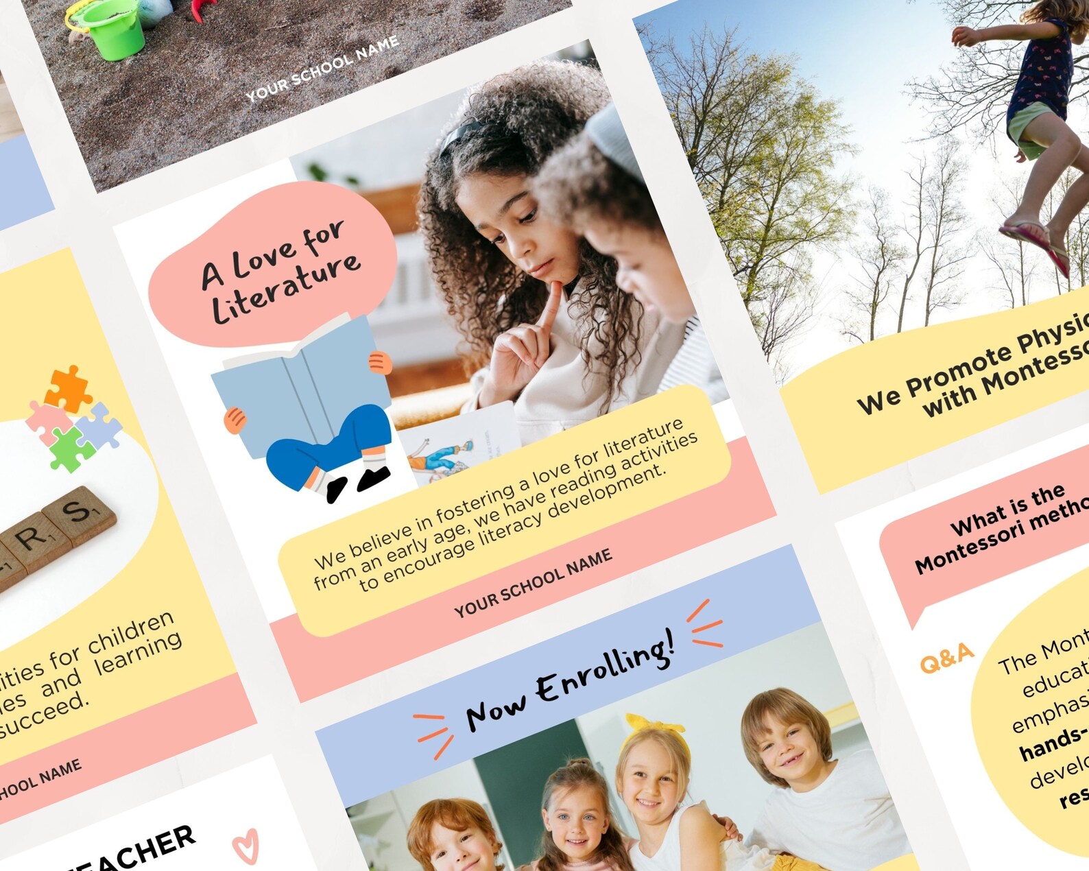 30 Montessori Kindergarten Facebook Canva Template Montessori Early ...
