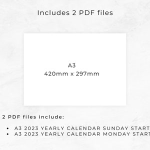 2023 Yearly A3 Wall Calendar Printable One Page 2023 Year at a Glance ...