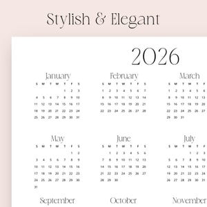 Yearly Calendar 2026 Wall Calendar Landscape PRINTABLE PDF 2026 Desk ...