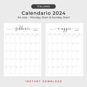 Calendario 2024 Italiano Agenda in Italiano 2024 Planner Italiano ...