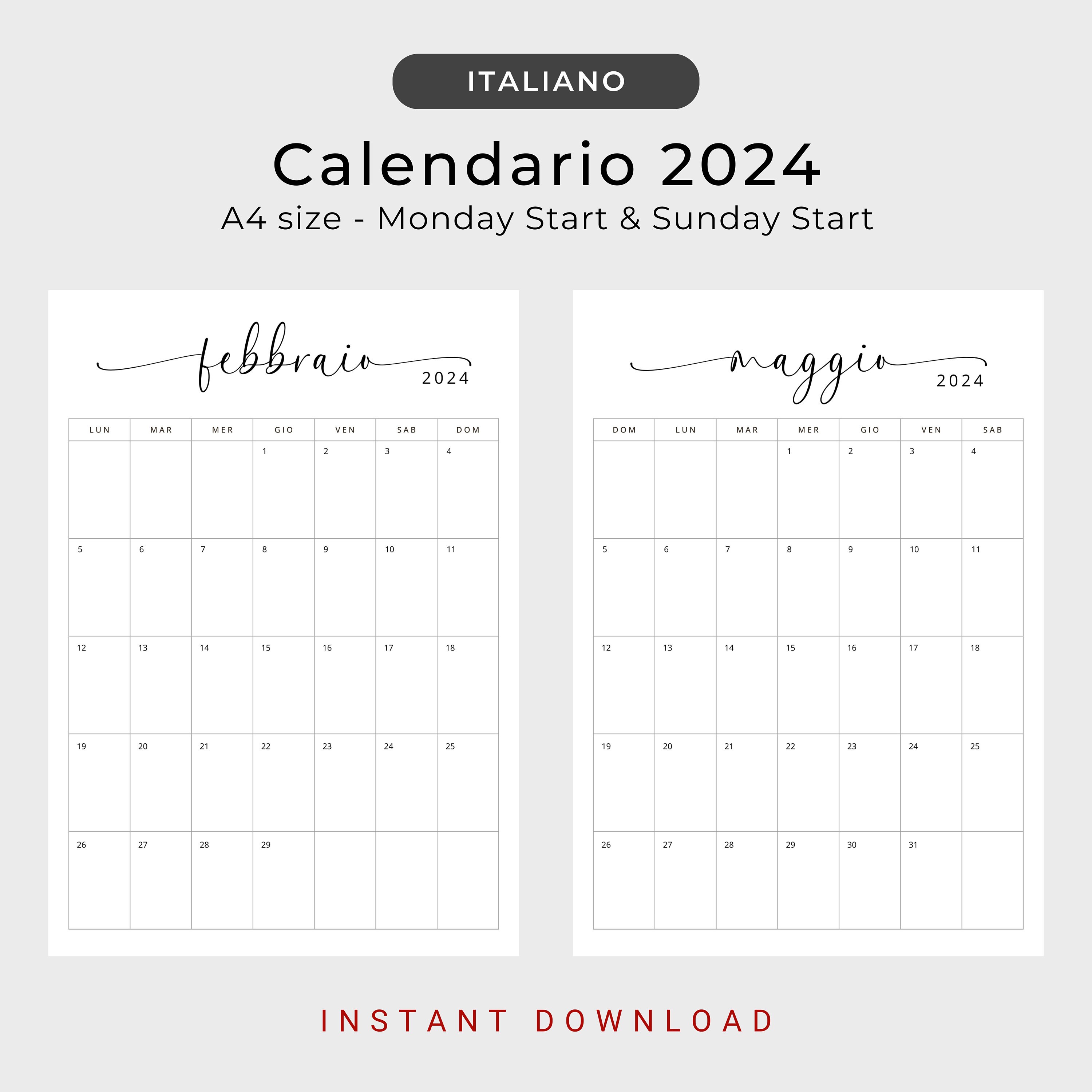Calendario 2024 Italiano Agenda in Italiano 2024 Planner Italiano ...