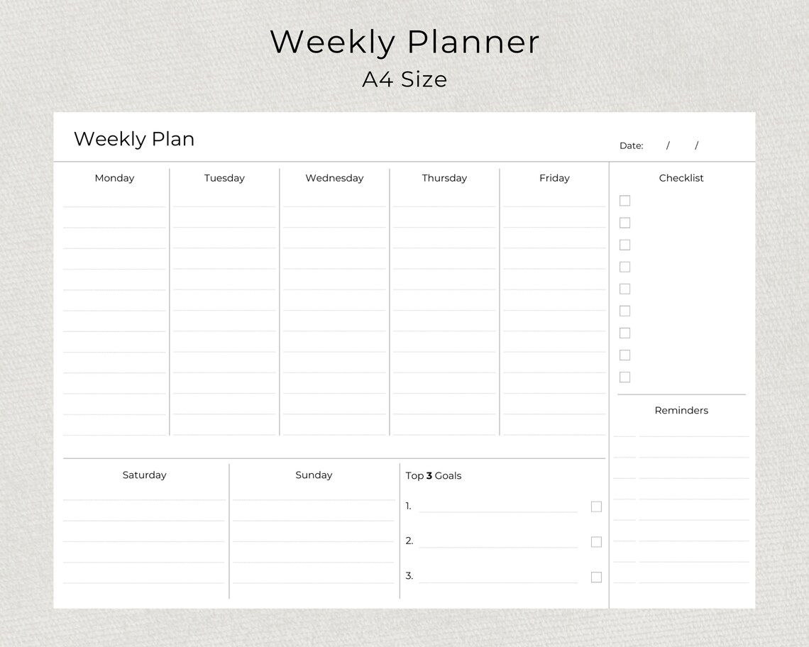 Weekly Planner Undated Planner Blank Planner Weekly Schedule Weekly ...