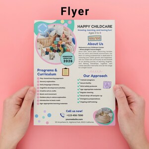 Matching Flyer & Trifold Brochure for Childcare Center EDITABLE ...