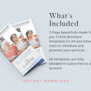 Editable Adult Daycare Center Trifold Brochure Day Center for Elderly ...