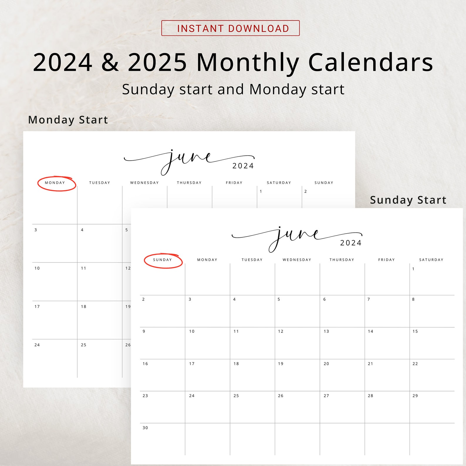 2024 & 2025 Monthly Planner 2024 2025 Calendar Landscape Sunday Start ...