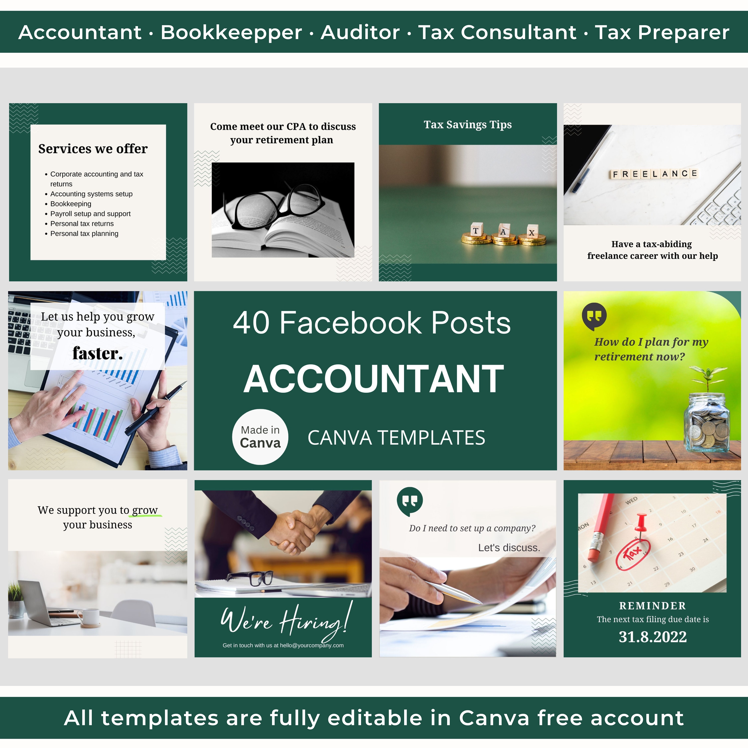 40 Accountant Facebook Post Canva Template Accountant CPA Facebook Page ...