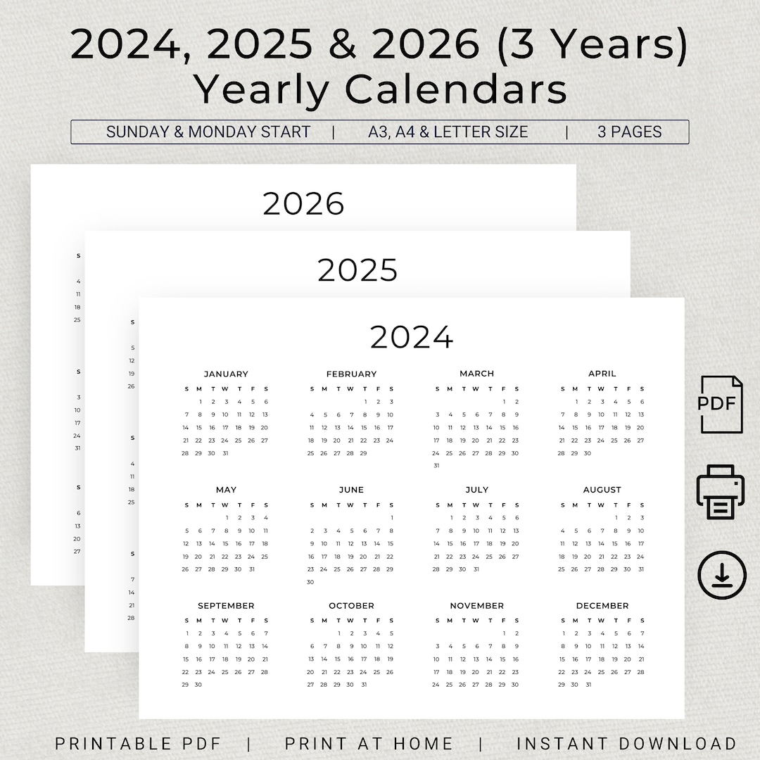 2024 2025 2026 Yearly Calendar Landscape 2024 2025 2026 Calendar ...