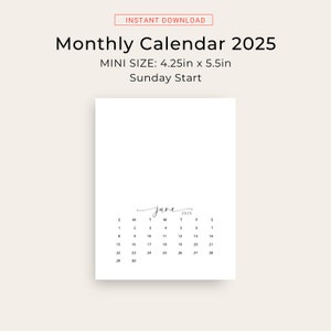 2025 Mini Calendar 2025 Small Calendar Monthly Vertical 2025 DIY ...