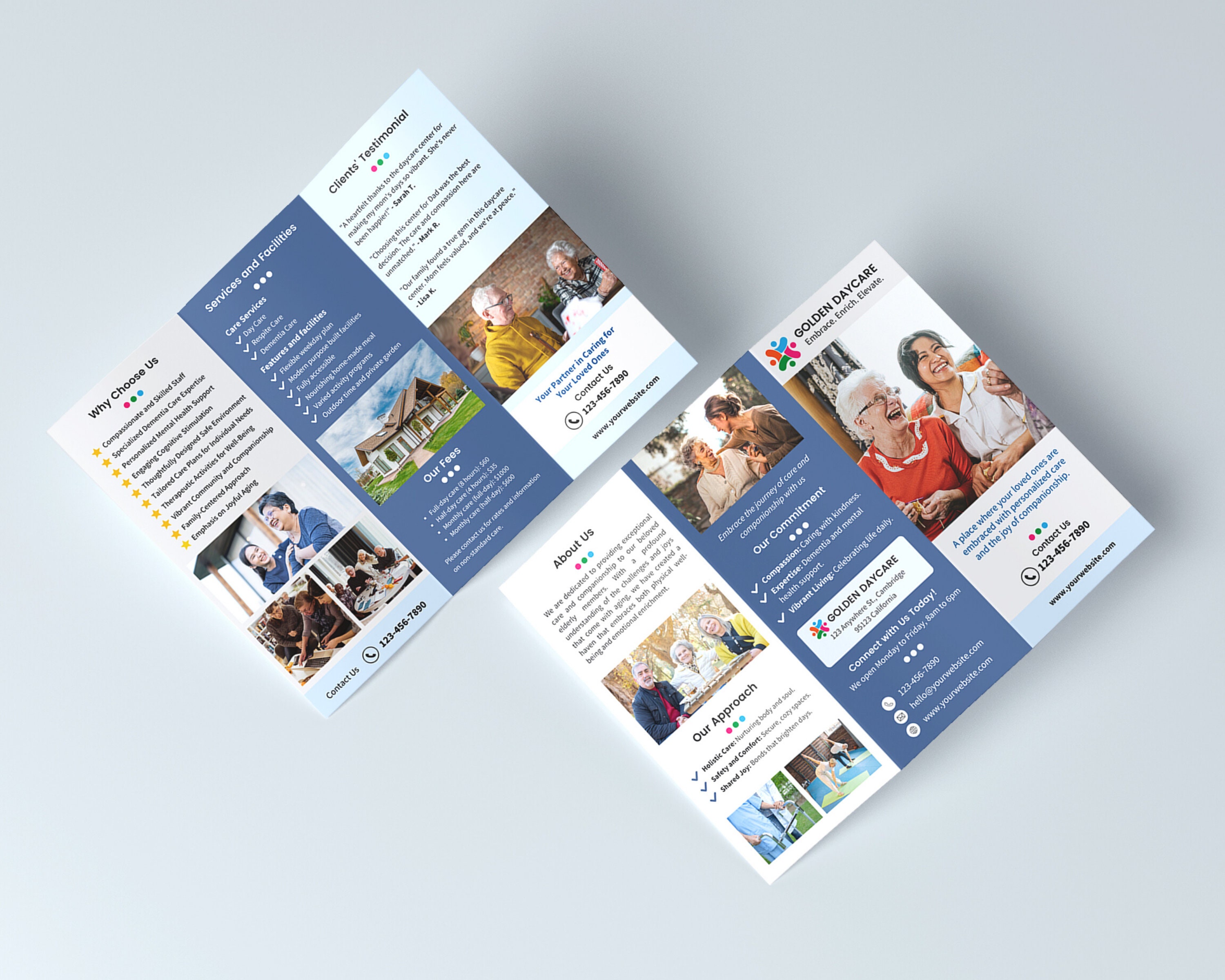 Editable Adult Daycare Center Trifold Brochure Day Center for Elderly ...