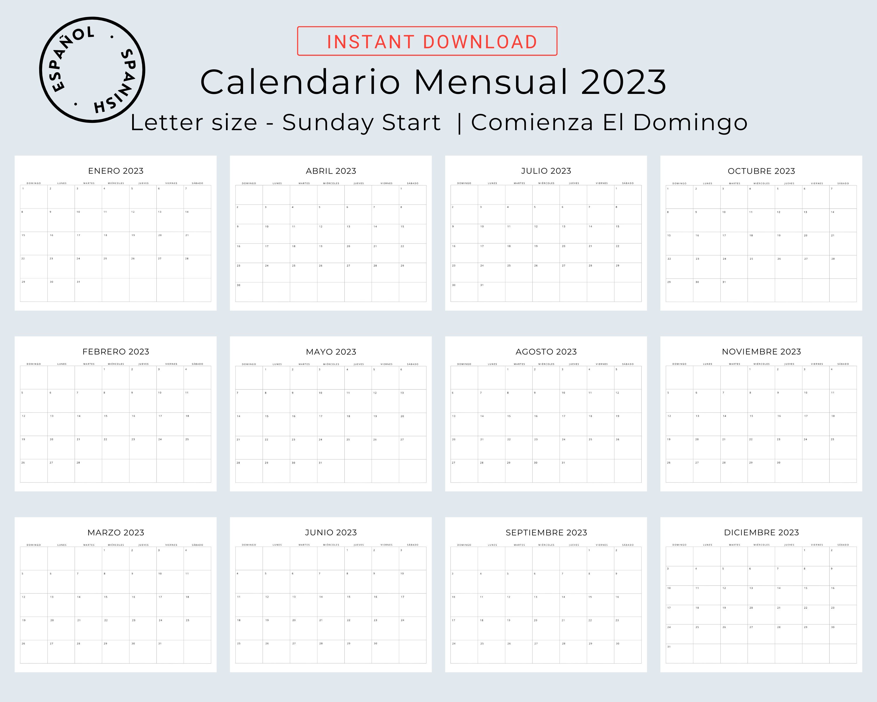 2023 & 2024 Calendario Español 2023 2024 Calendario Mensual Spanish ...