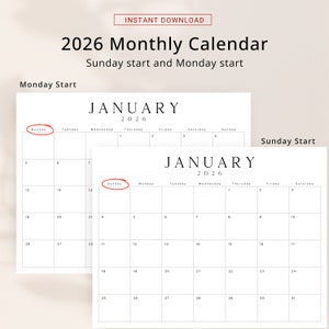 2026 Minimalist Calendar 2026 Monthly Planner Landscape LUXE 2026 ...