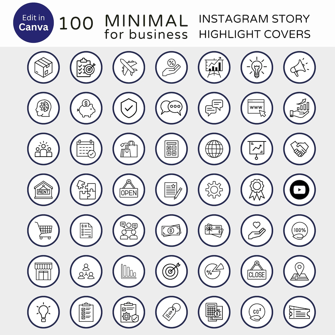 100 Minimal Instagram Story Highlight Covers for Business Monoline ...