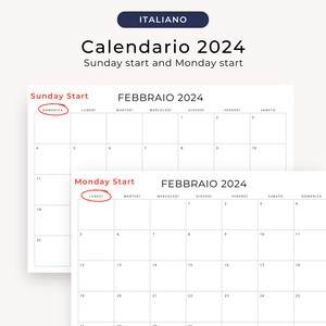 2024 Calendario 2024 Calendario in Italiano 2024 Stampabile Calendario ...