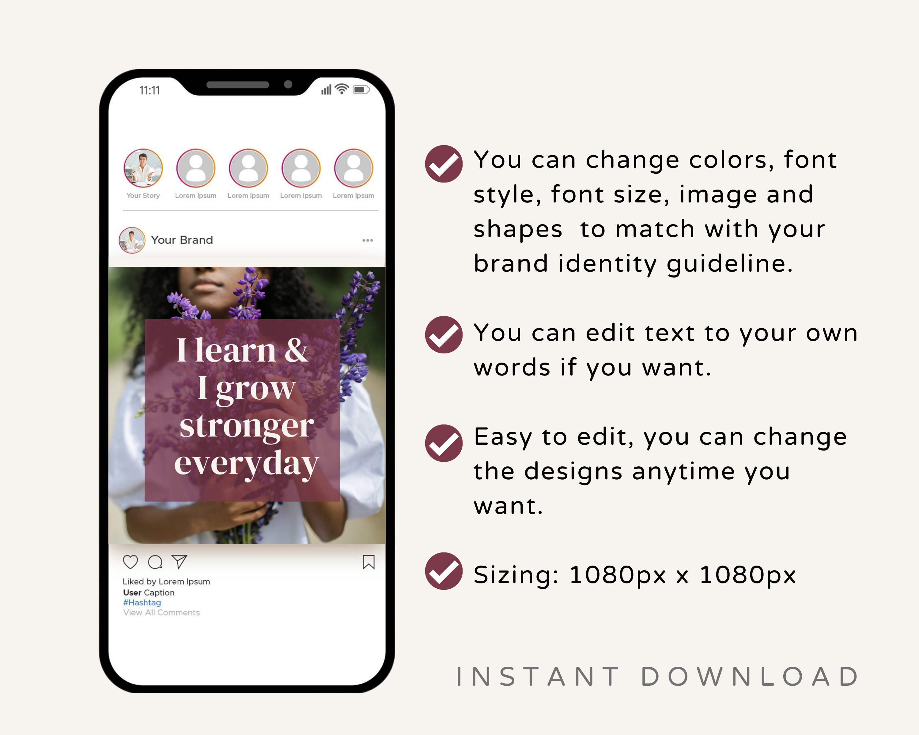 30 Life Coach Instagram Post Canva Template Mindset Coach Purple Social ...