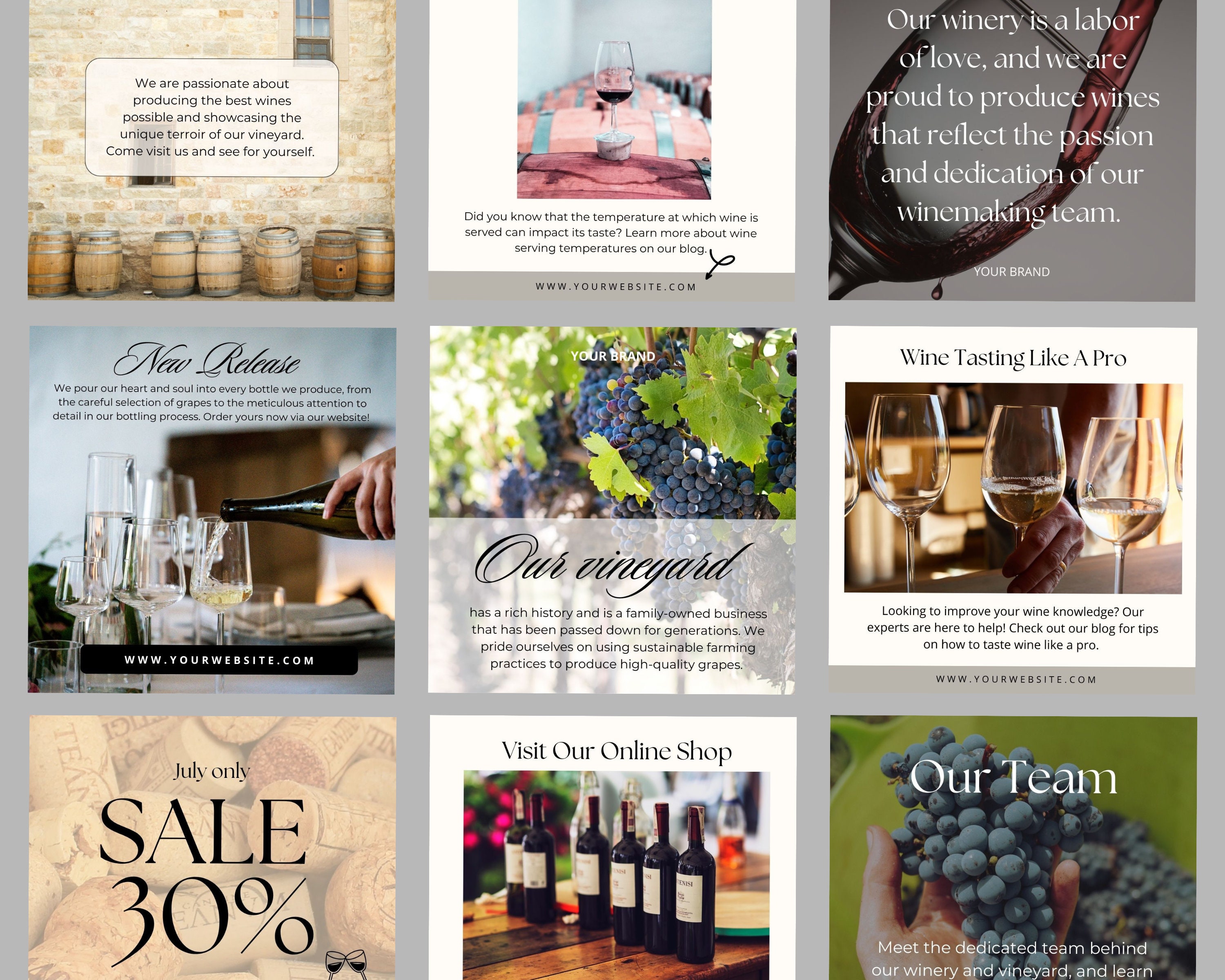 30 Wine & Winery Instagram Post Canva Template Winery Social Media ...
