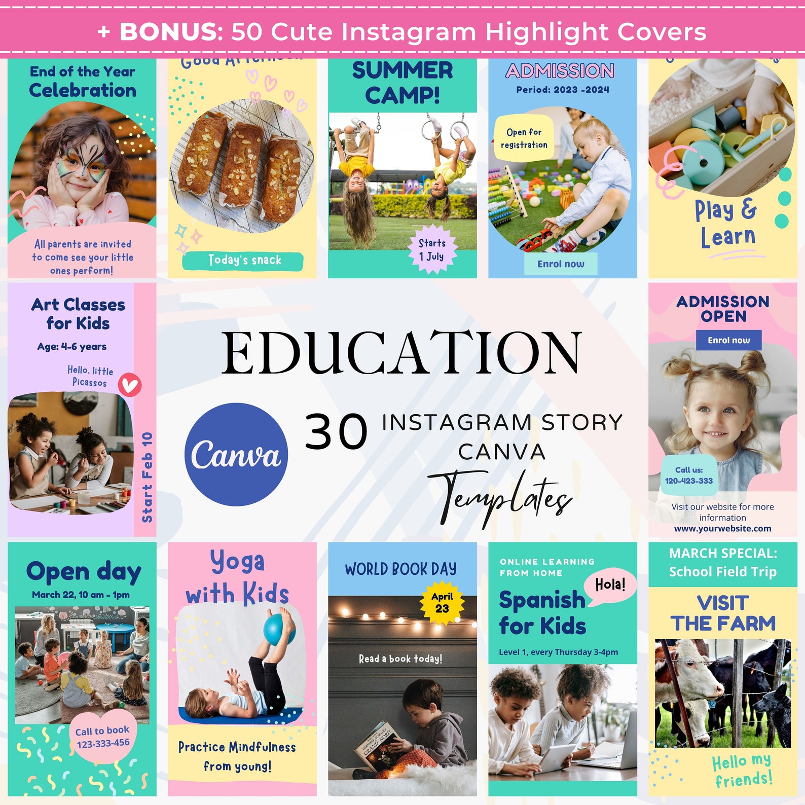 30 Kids Education Instagram Story Canva Template Early Childhood ...