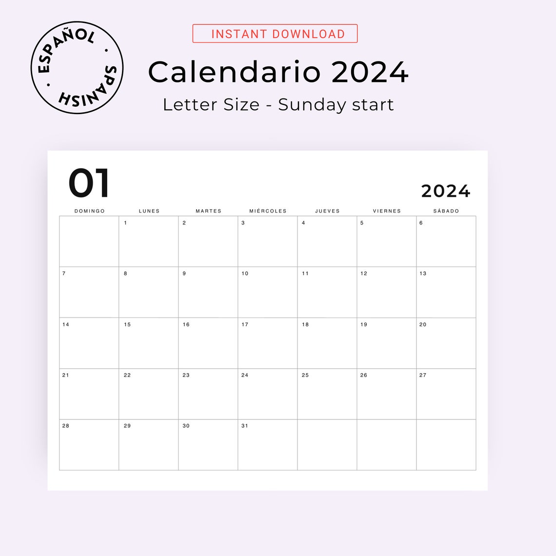 Calendario 2024 Calendario Mensual 2024 Imprimible Calendario Espa Ol
