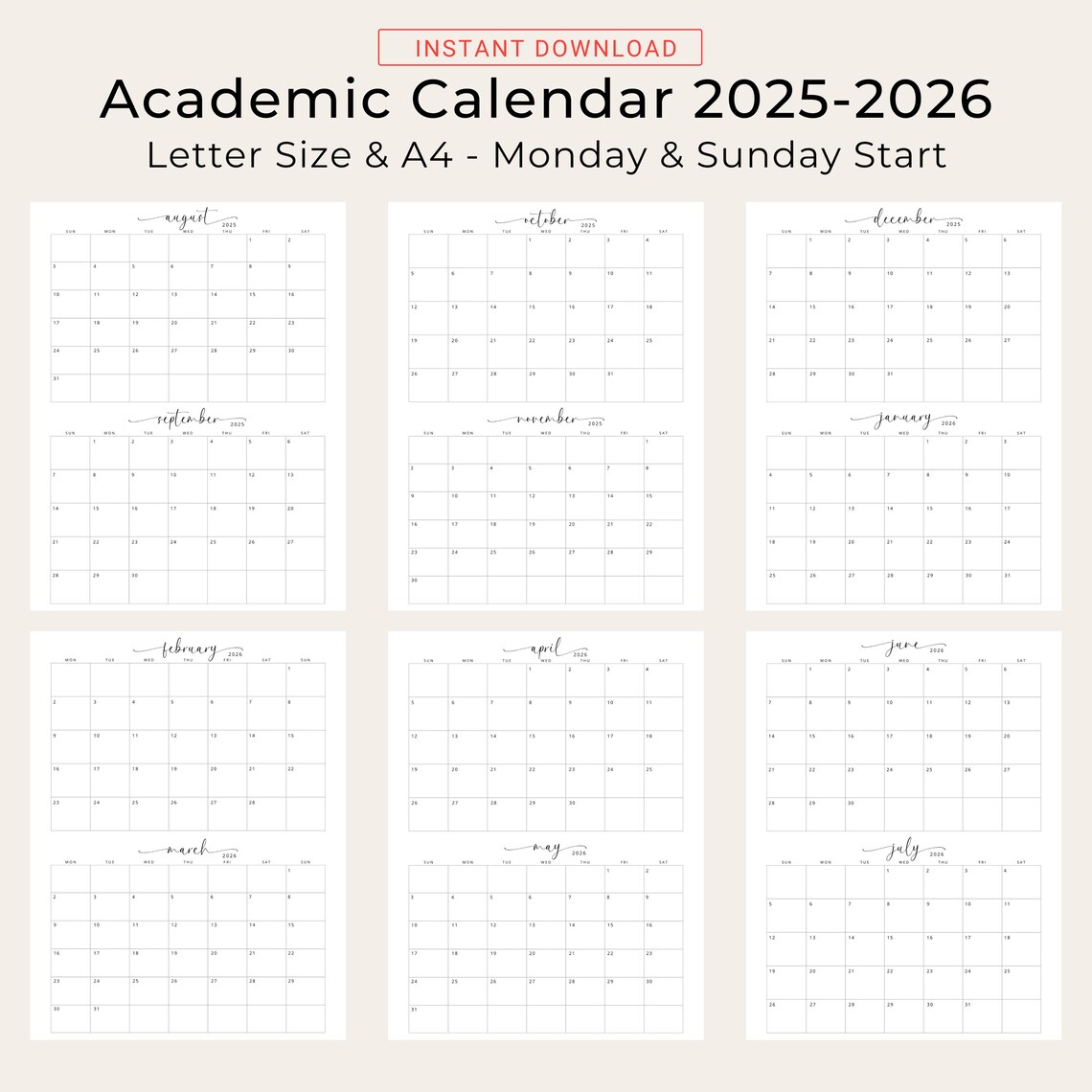 2025-2026 Academic Planner 2025 2026 School Year Calendar August 2025 ...