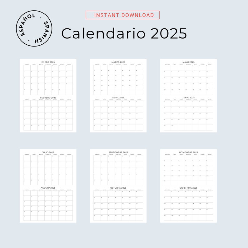 Calendario 2023 2024 2025 Spanish Calendar Printable 2 Months per Page ...