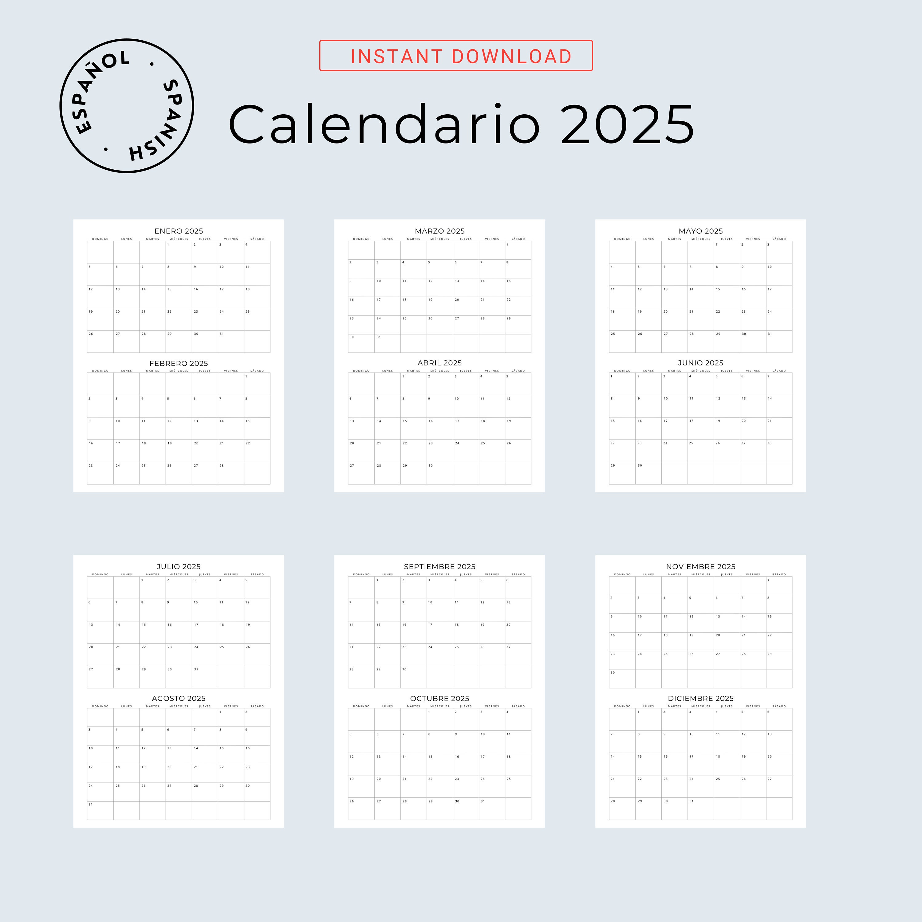 Calendario 2023 2024 2025 Spanish Calendar Printable 2 Months per Page ...