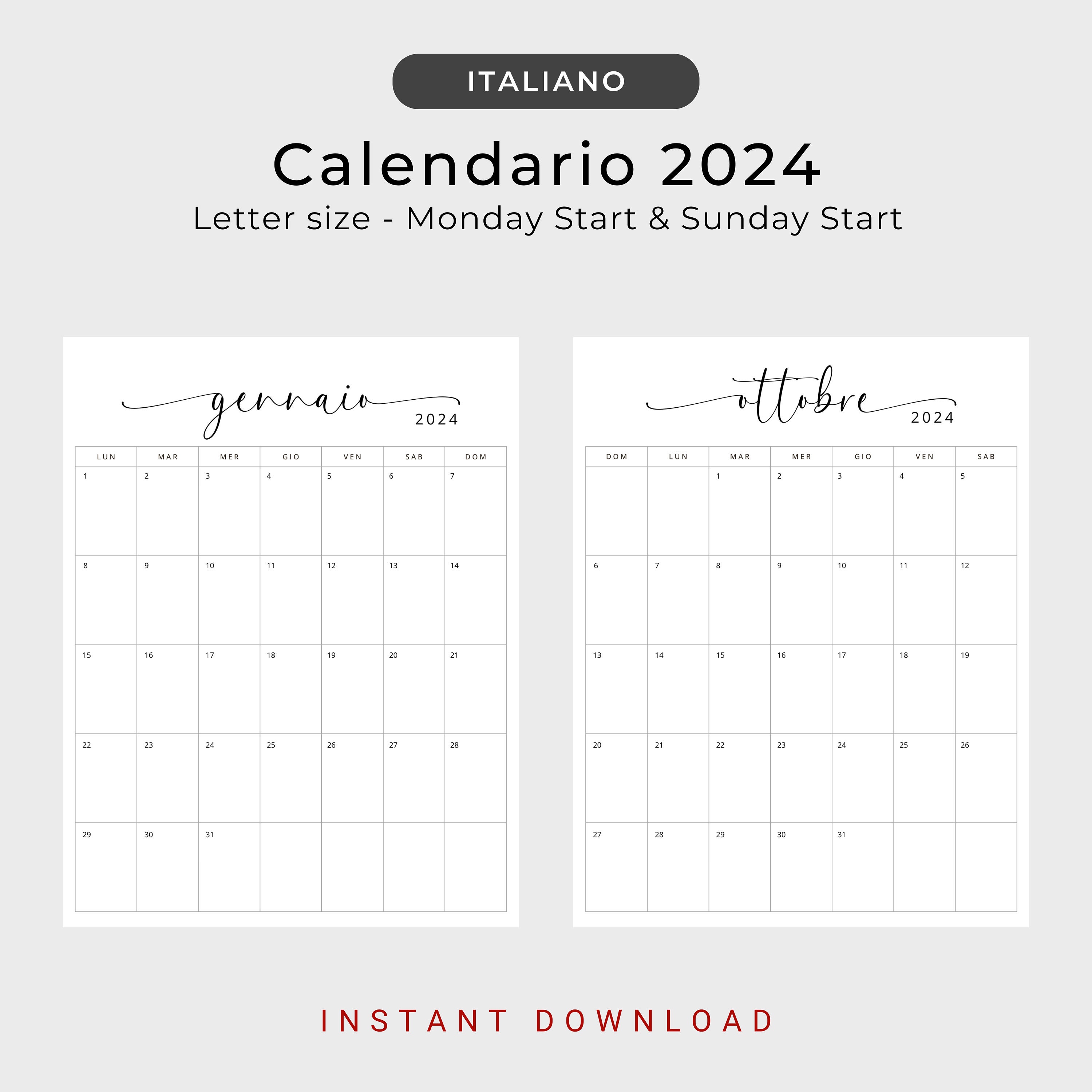Calendario 2024 Italiano Agenda in Italiano 2024 Planner Italiano ...