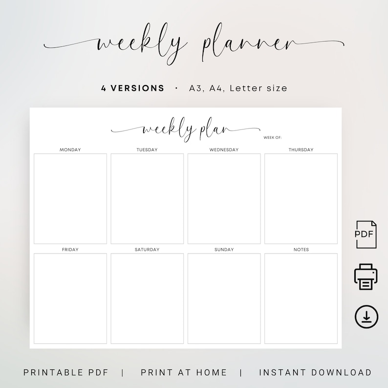 Printable Weekly Planner Elegant Weekly Schedule Landscape Planner ...