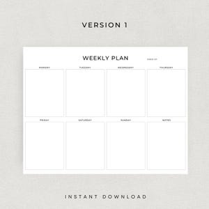 Minimalist Weekly Planner Printable PDF Weekly Plan Landscape Undated ...