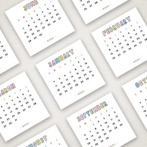 Cute 2026 Mini Calendar Printable 3x3 Inch Monthly PDF Pastel Colors ...