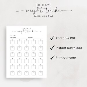 30 Days Weight Tracker Printable PDF Weight Loss Tracker Weight Loss ...