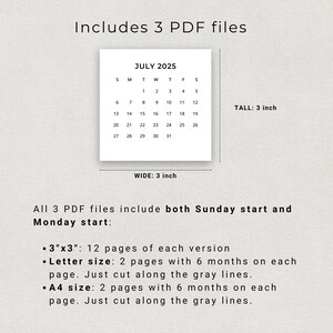 Minimal Mini Calendar 2025 Mini Calendar 2025 Small Calendar 3x3 Inch ...