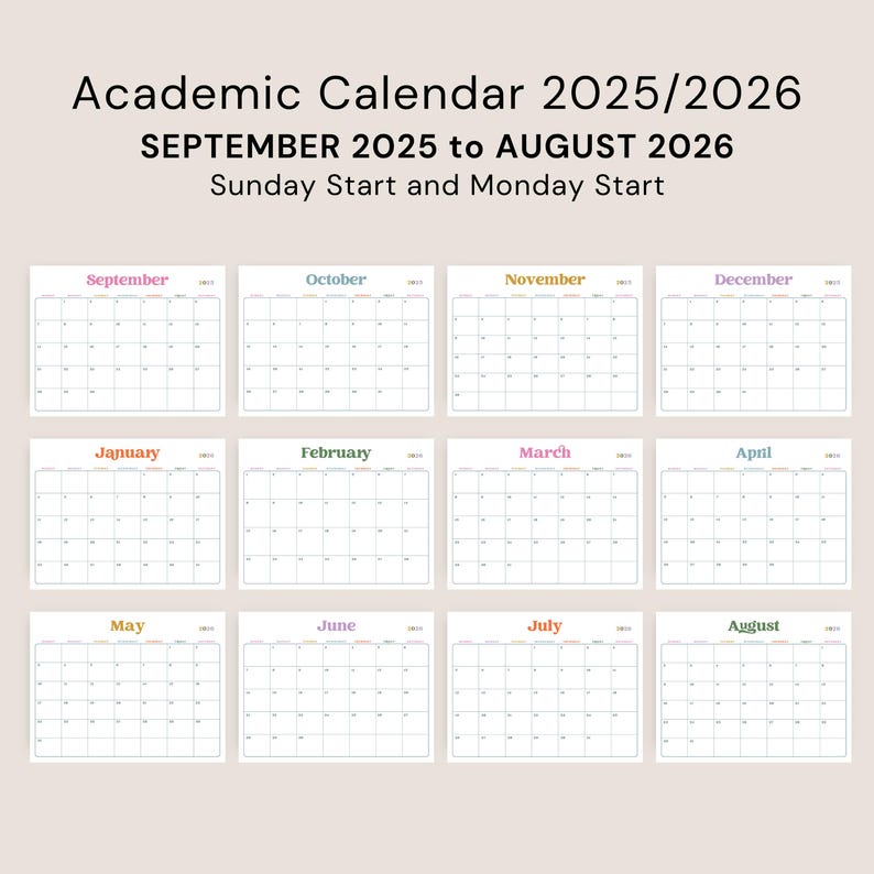 2025-2026 Academic Year Planner 2025 2026 Student Calendar September ...