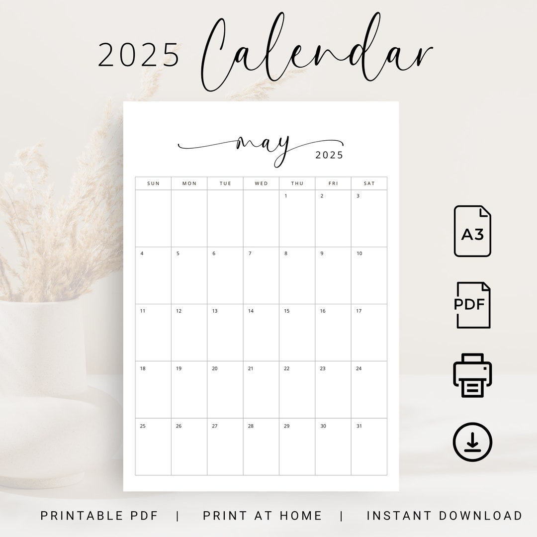 2025 Calendar A3 2025 Planner A3 Monthly Calendar Vertical 2025 ...