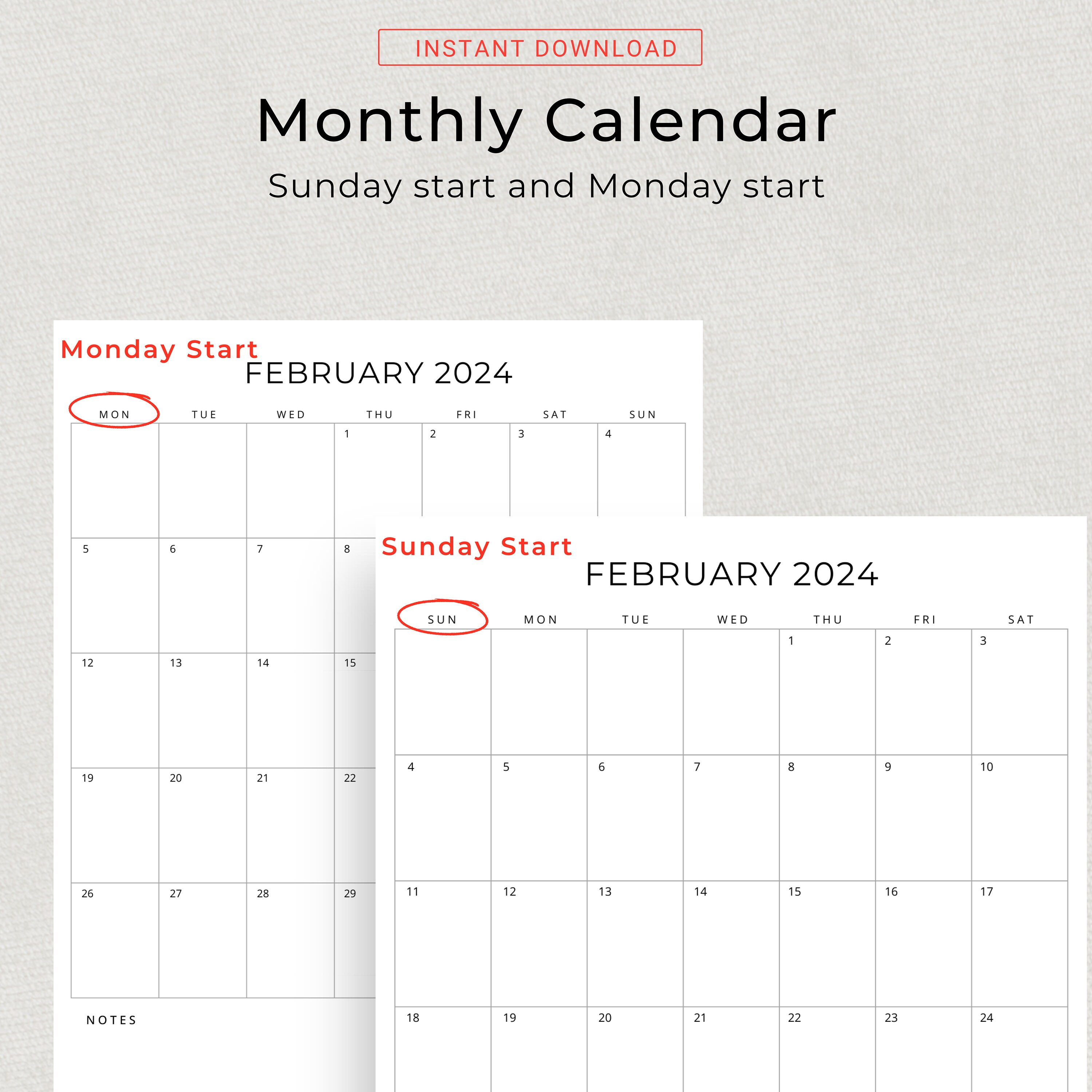 2023 2024 Monthly Planner Vertical 2023 2024 Calendar - Etsy
