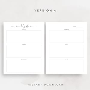 Week on 2 Pages Planner Printable Weekly Planner Layout Weekly Schedule ...