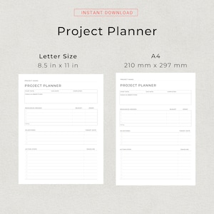 Project Planner Printable Productivity Planner Personal Project ...