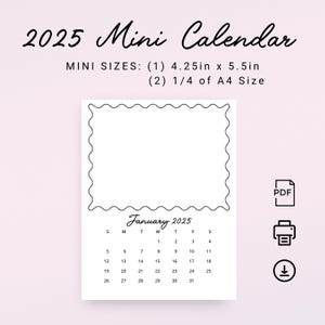 2025 Mini Calendar With Wavy Frame 2025 Small Desk Calendar Trendy 2025 ...