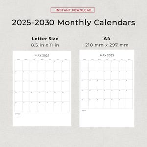 2025 to 2030 Monthly Planner Portrait Calendar 2025-2030 Monthly ...