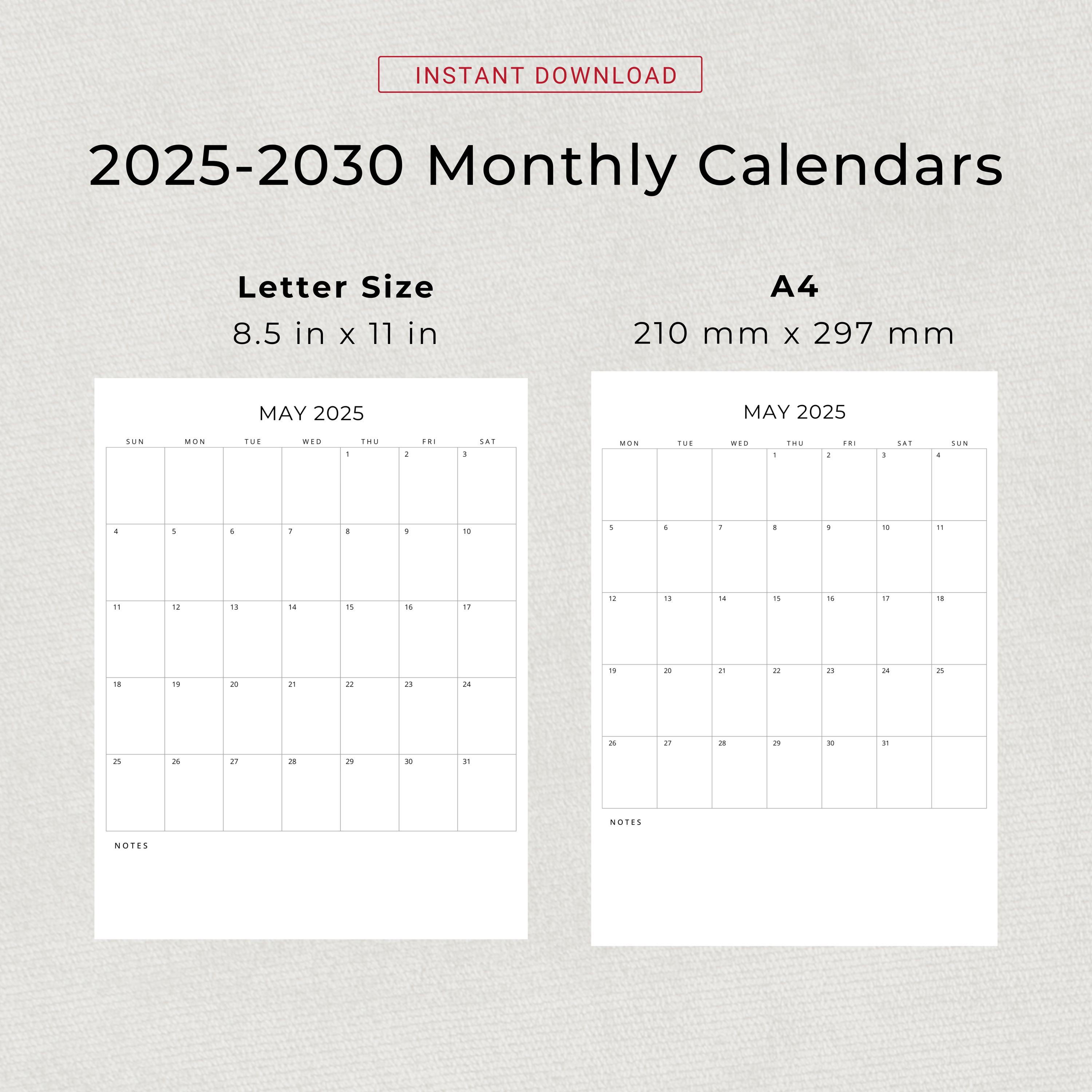 2025 to 2030 Monthly Planner Portrait Calendar 2025-2030 Monthly ...