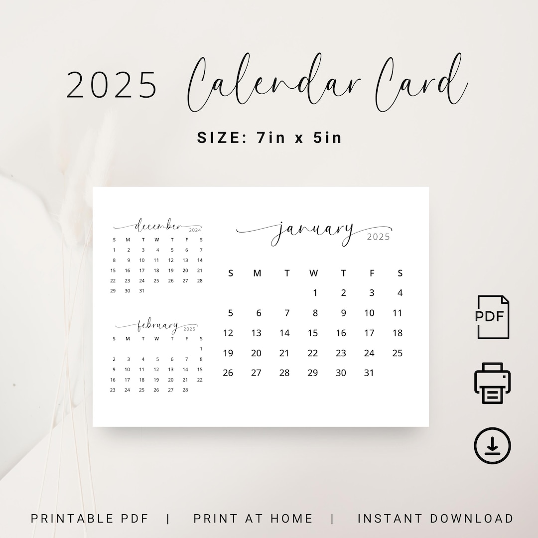 2025 Desk Calendar 2025 Small Calendar 5x7 Horizontal Calendar Card 7x5 ...
