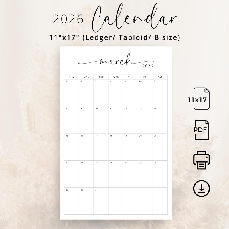 11 X 17 Calendar 2026 - Etsy