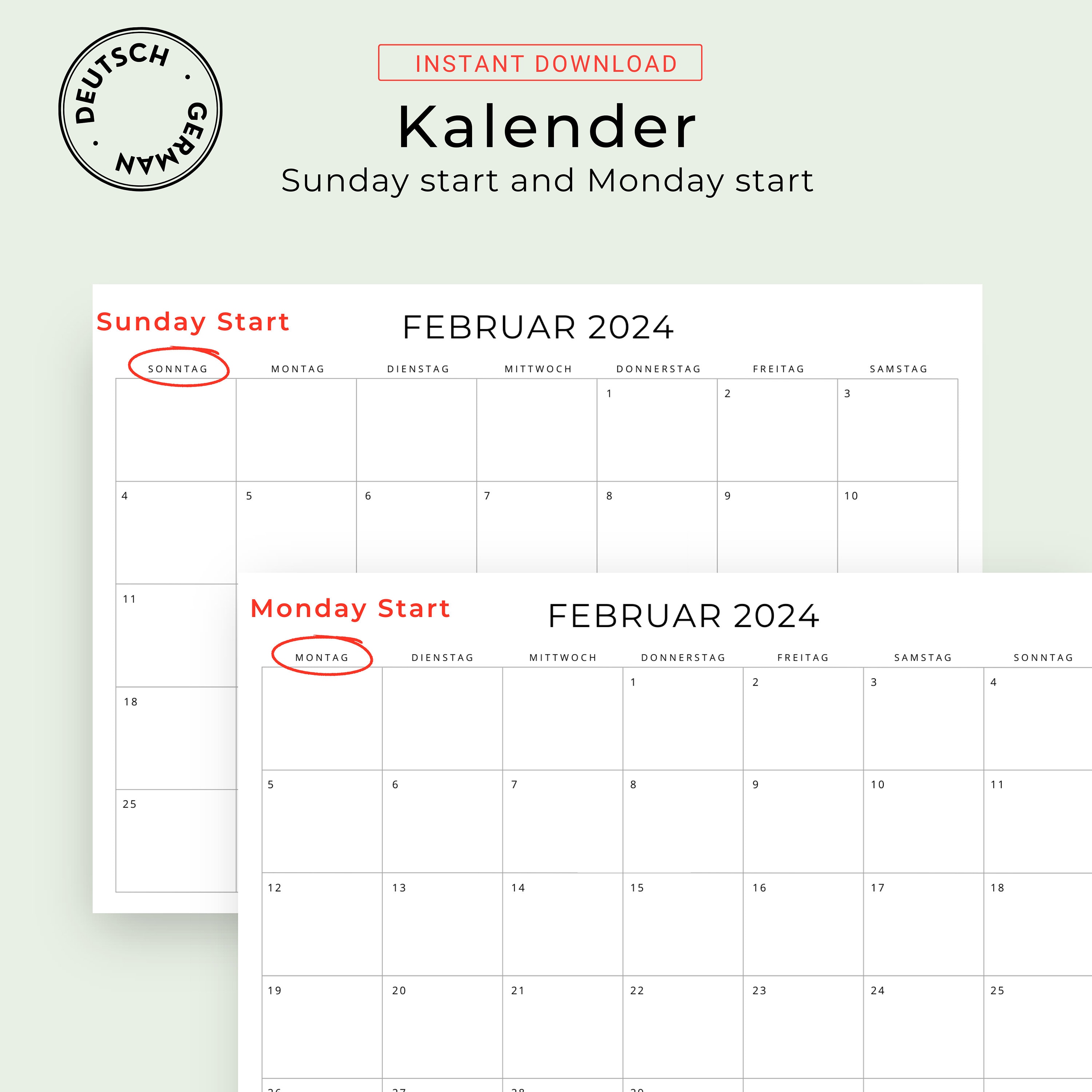 2024 2025 Kalender 2024 & 2025 Monatskalender German Calendar 2024 2025 ...