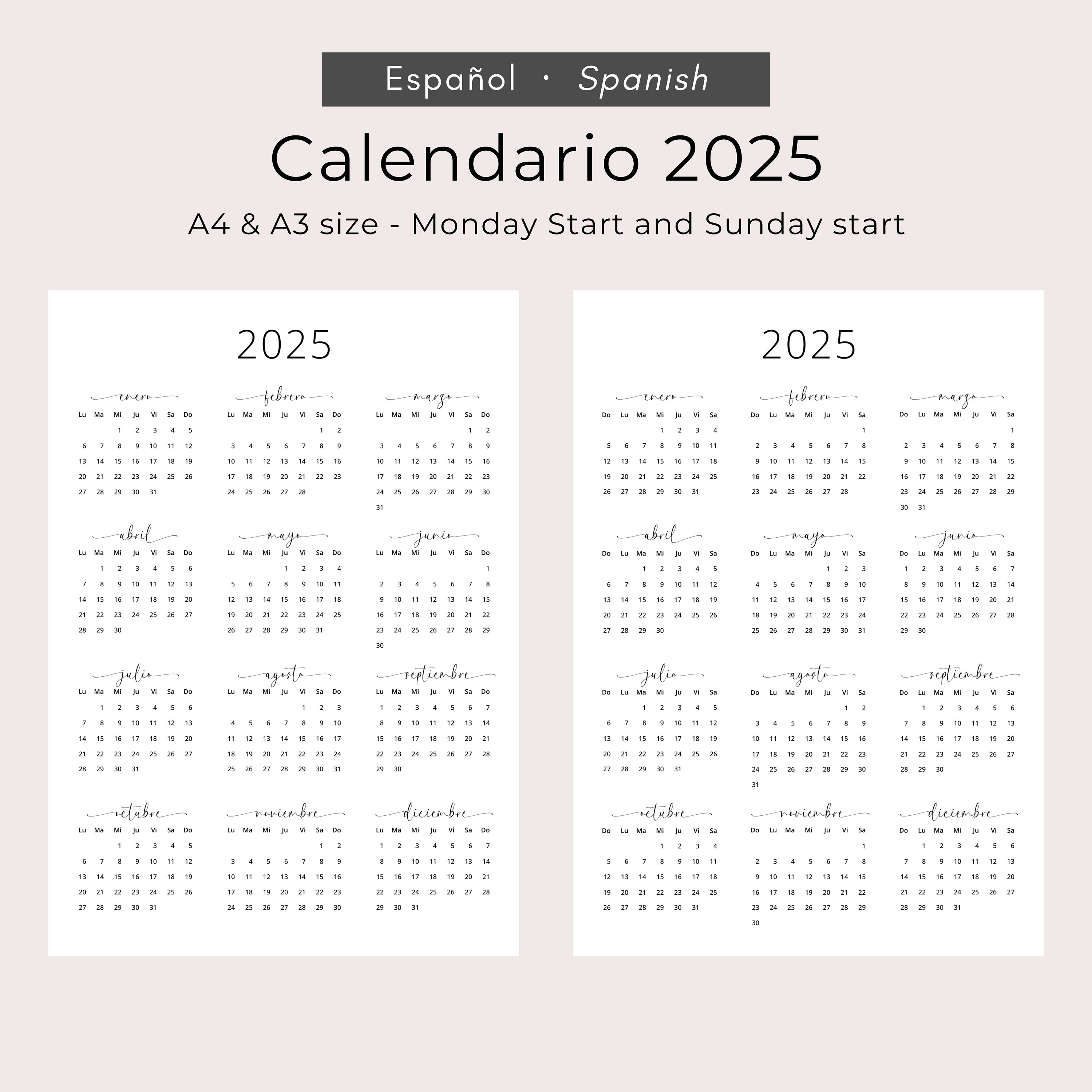Calendario 2025 Español Calendario 2025 Calendario En Español 2025 ...