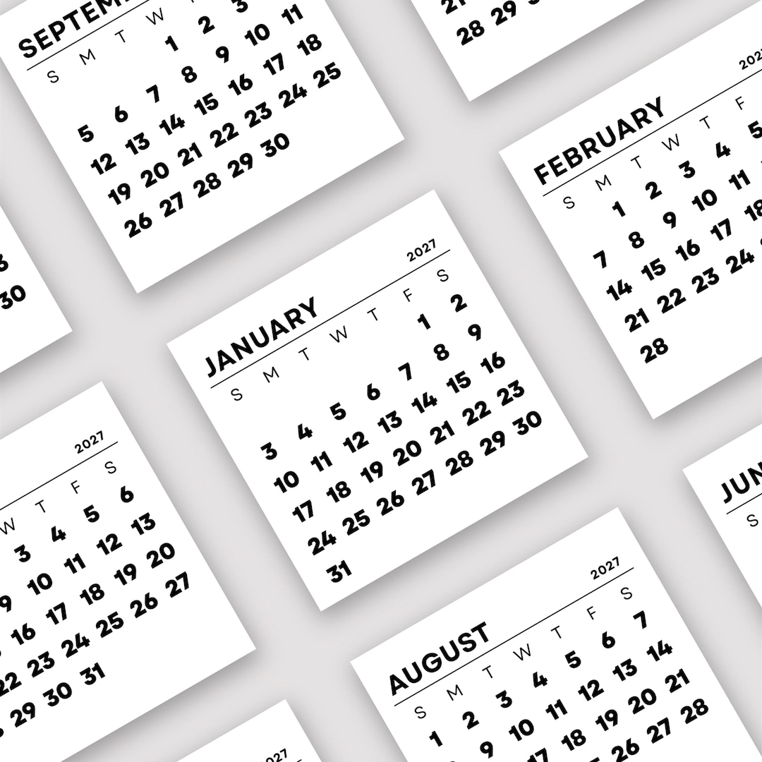 2027 Mini Calendar Easy to Read 2027 Small Calendar Printable 2027 ...