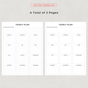 Yearly Goals Planner Printable Annual Goal Setting Goal Planning ...
