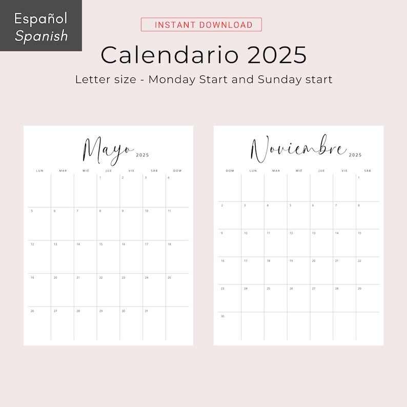 2025 Calendario En Español 2025 Calendario 2025 Planificador Spanish ...