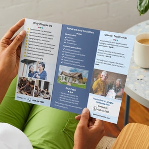 Editable Adult Daycare Center Trifold Brochure Day Center for Elderly ...