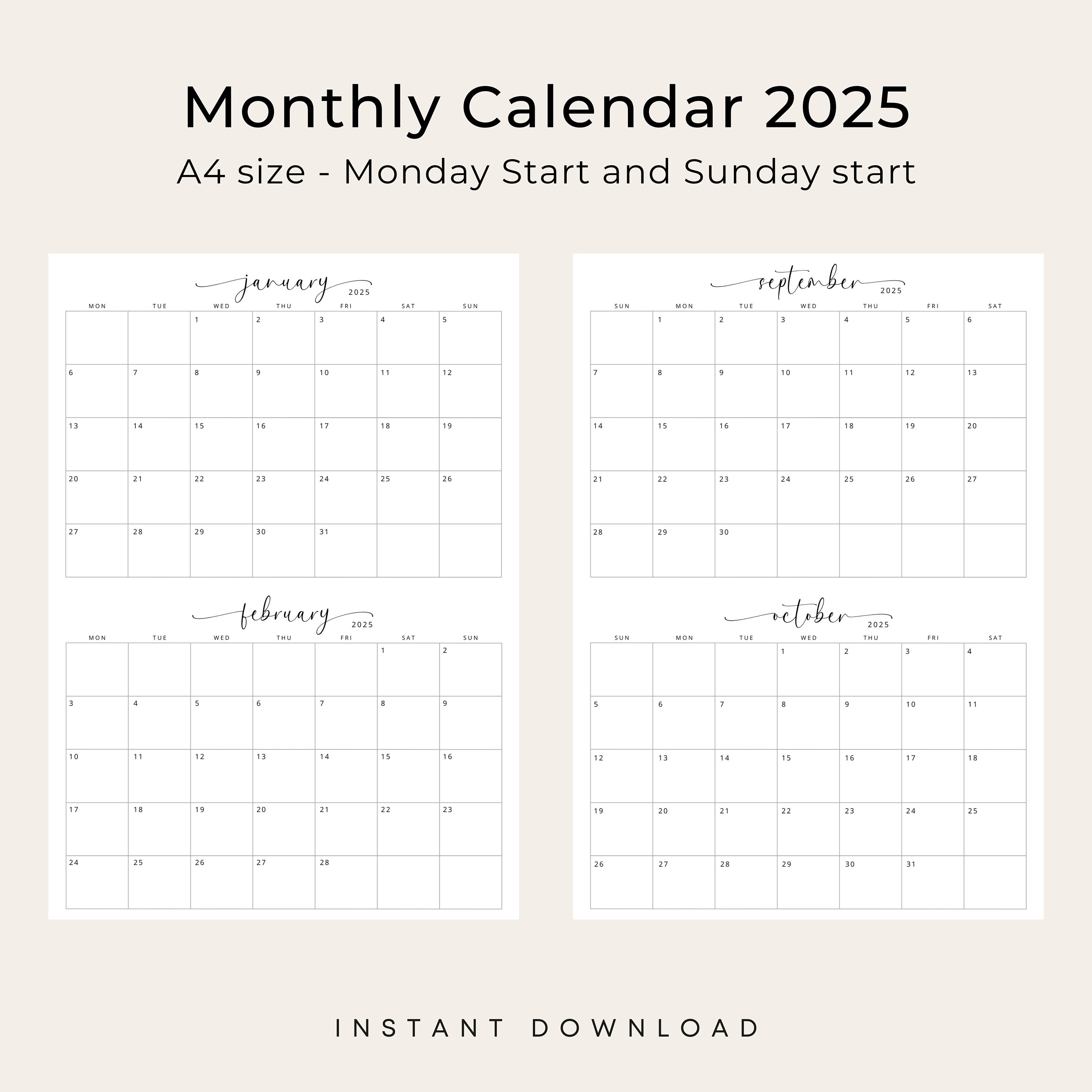 2025 Calendar 2 Months per Page Calendar 2025 Planner Wall Calendar Two ...